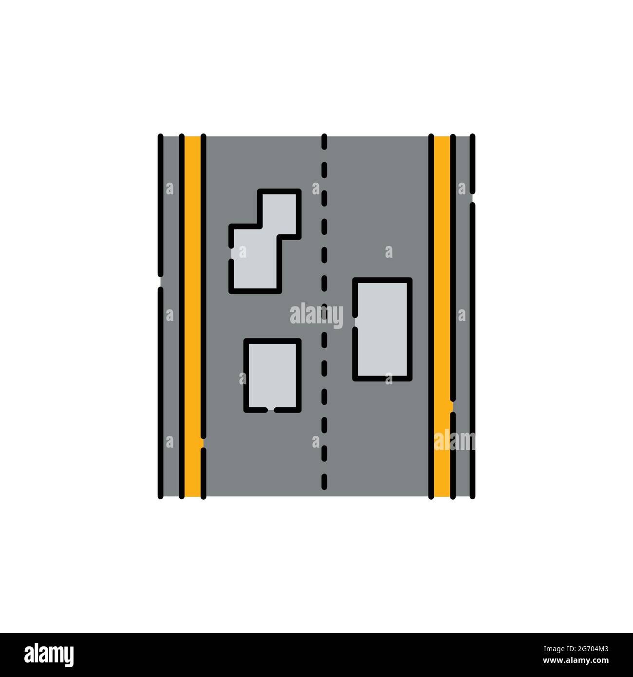 Asphalt patches on the road olor line icon. Road construction ...