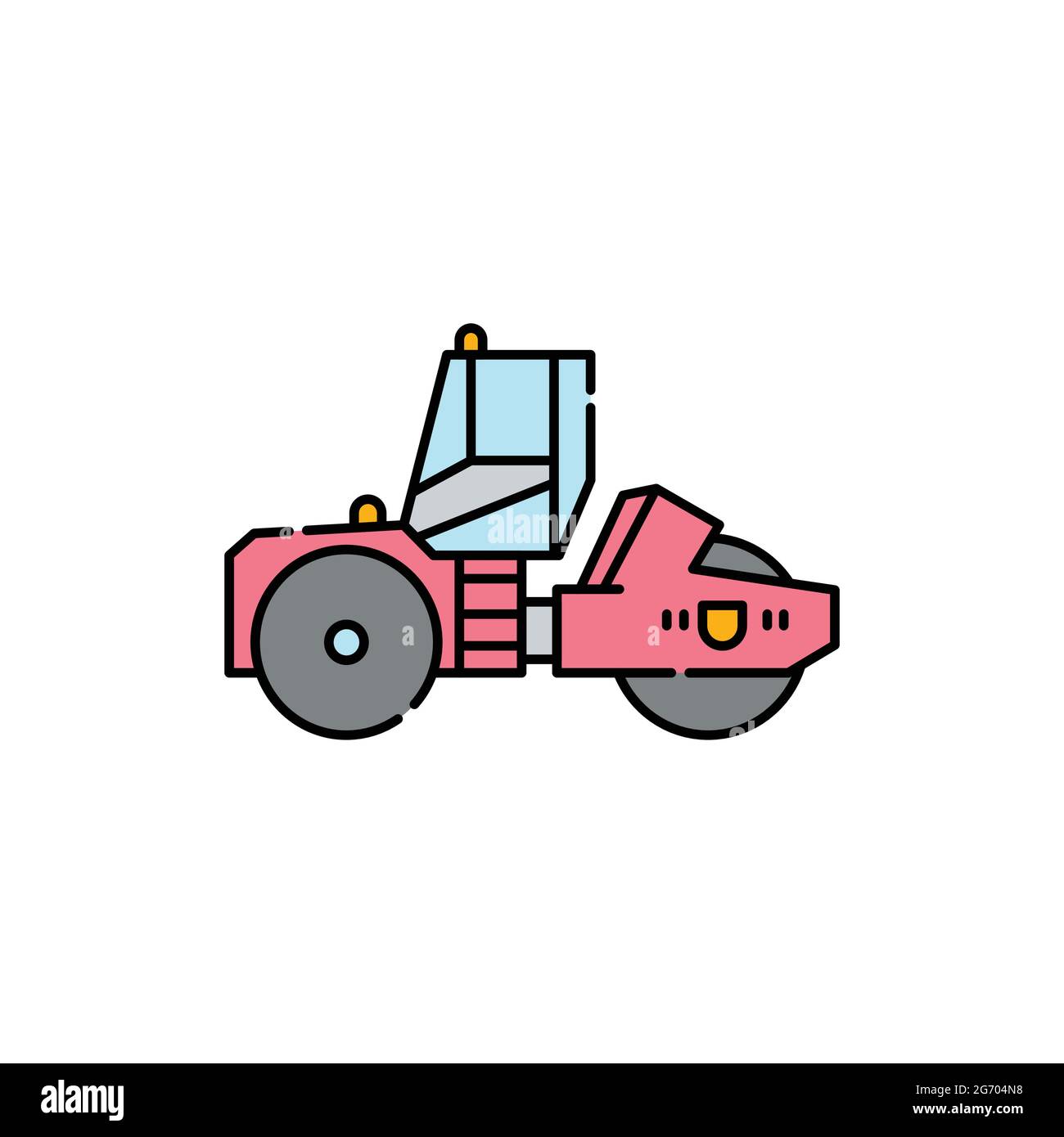 Soil rolling car sign olor line icon. Road construction. Pictogram for ...