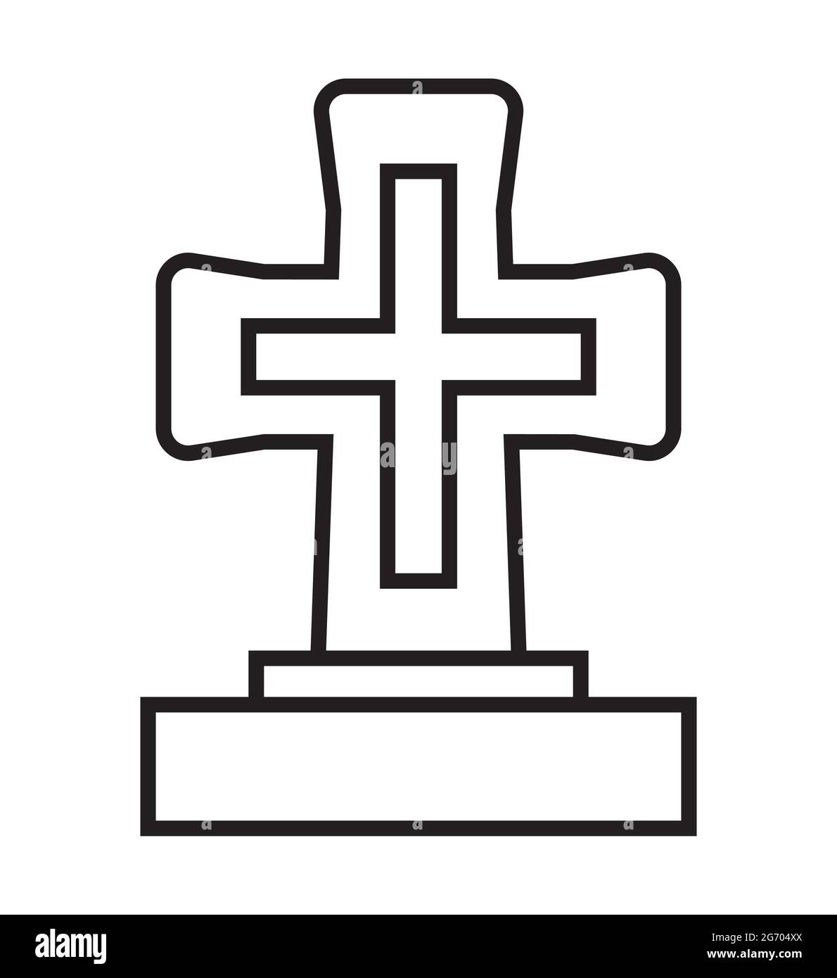 Funeral icon vector in a thin line style. Tombstone, crypt sign. A ...