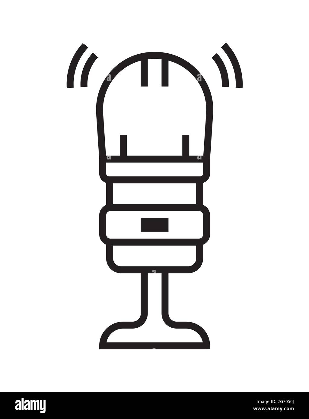 Microphone icon vector in thin line style. Voice over sign. Microphone ...
