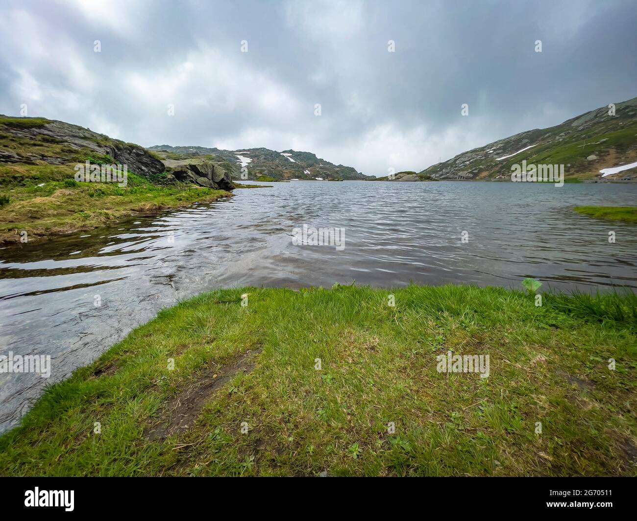 Wonderful landscapes at the drive over the high Pass San Bernardino in ...