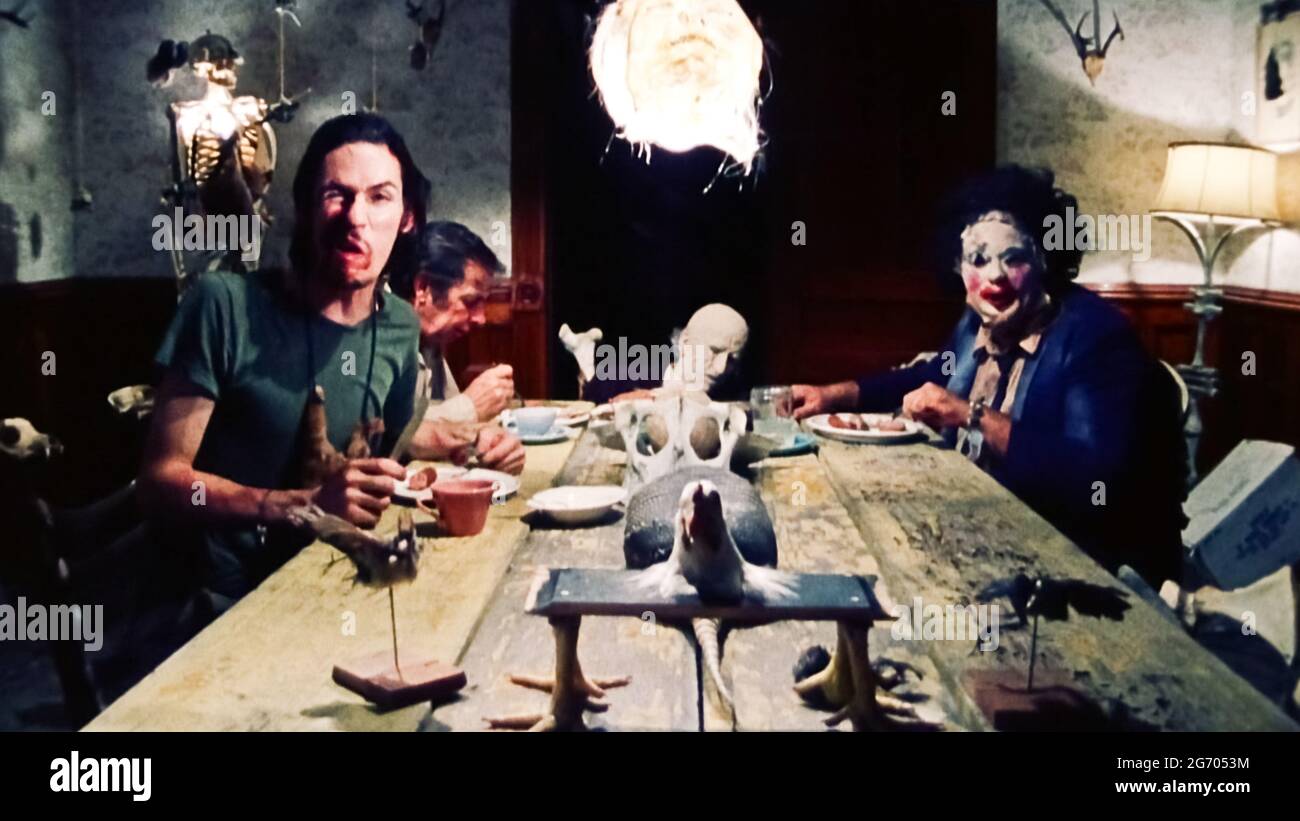 USA. Edwin Neal, Gunnar Hansen and Jim Siedow in a scene from the (C ...