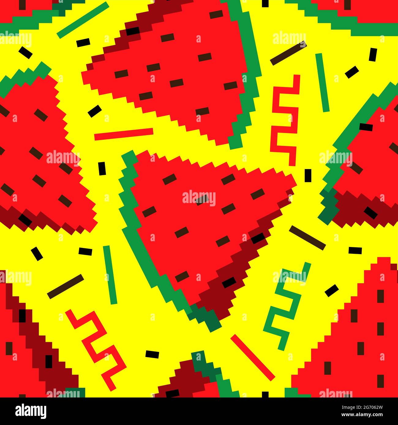 Slice of watermelon pixel art pattern seamless. 8 bit Red melon ...
