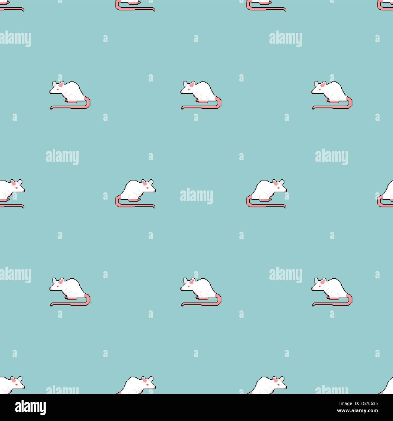 White laboratory mouse pixel art pattern seamless. 8 bit Laboratory ...
