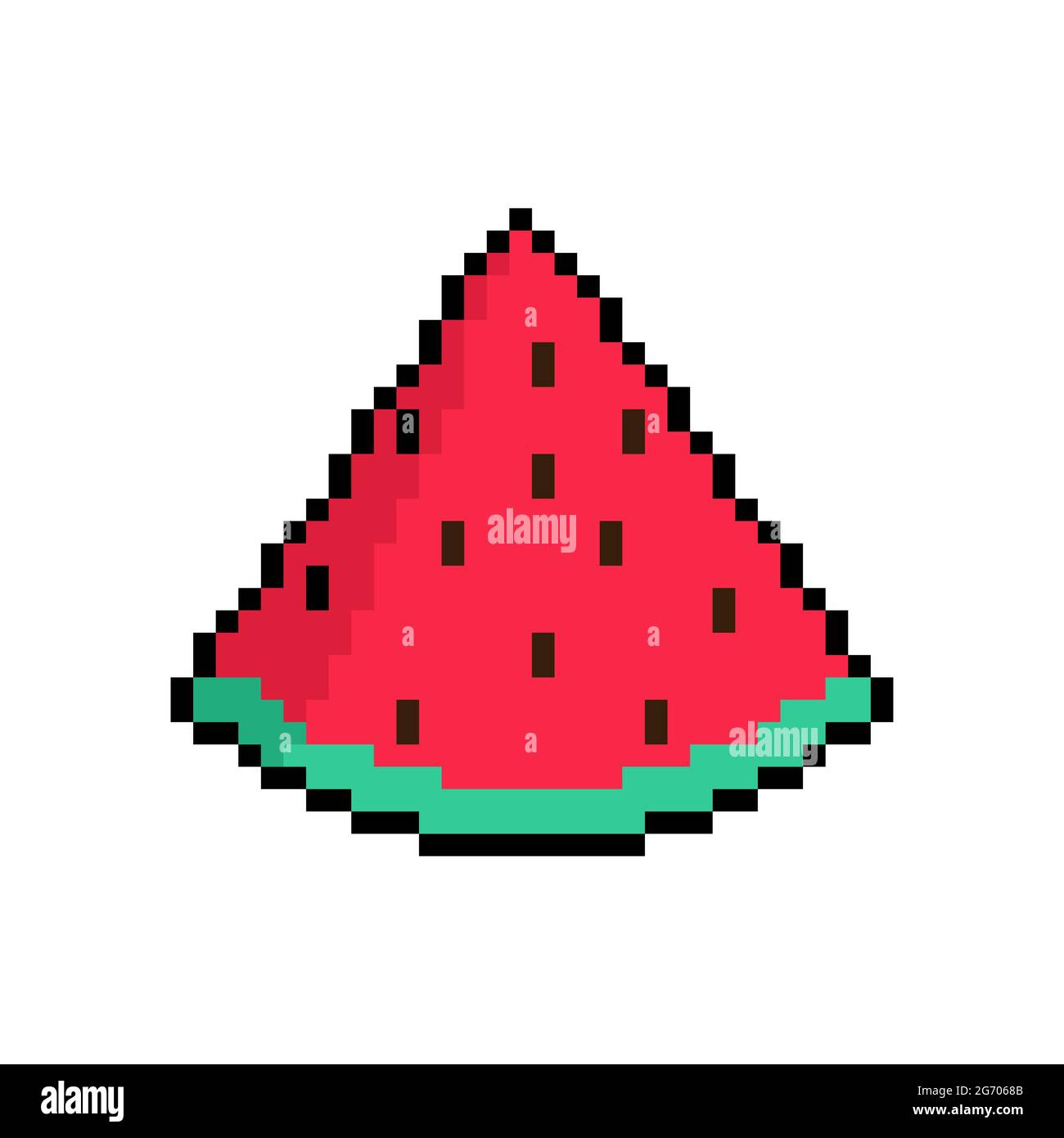 Slice of watermelon pixel art. 8 bit Red melon vector illustration ...