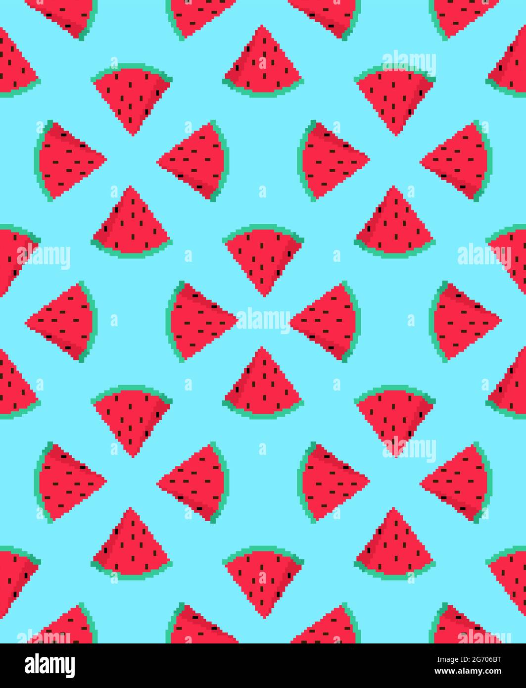 Slice of watermelon pixel art pattern seamless. 8 bit Red melon ...