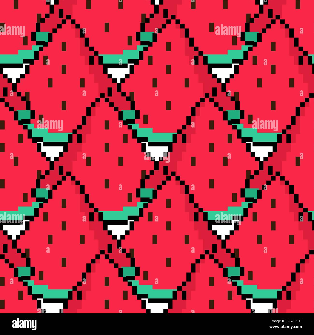 Slice of watermelon pixel art pattern seamless. 8 bit Red melon ...