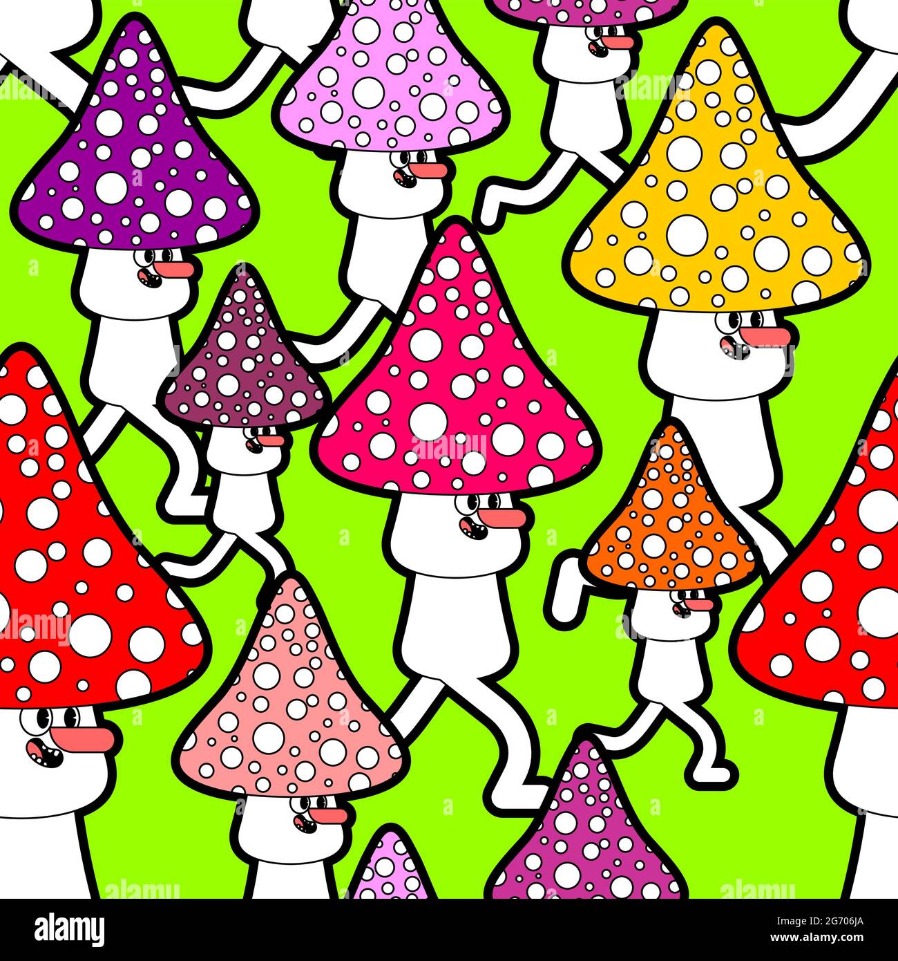 Running mushroom pattern seamless. Fly agaric run background Stock ...