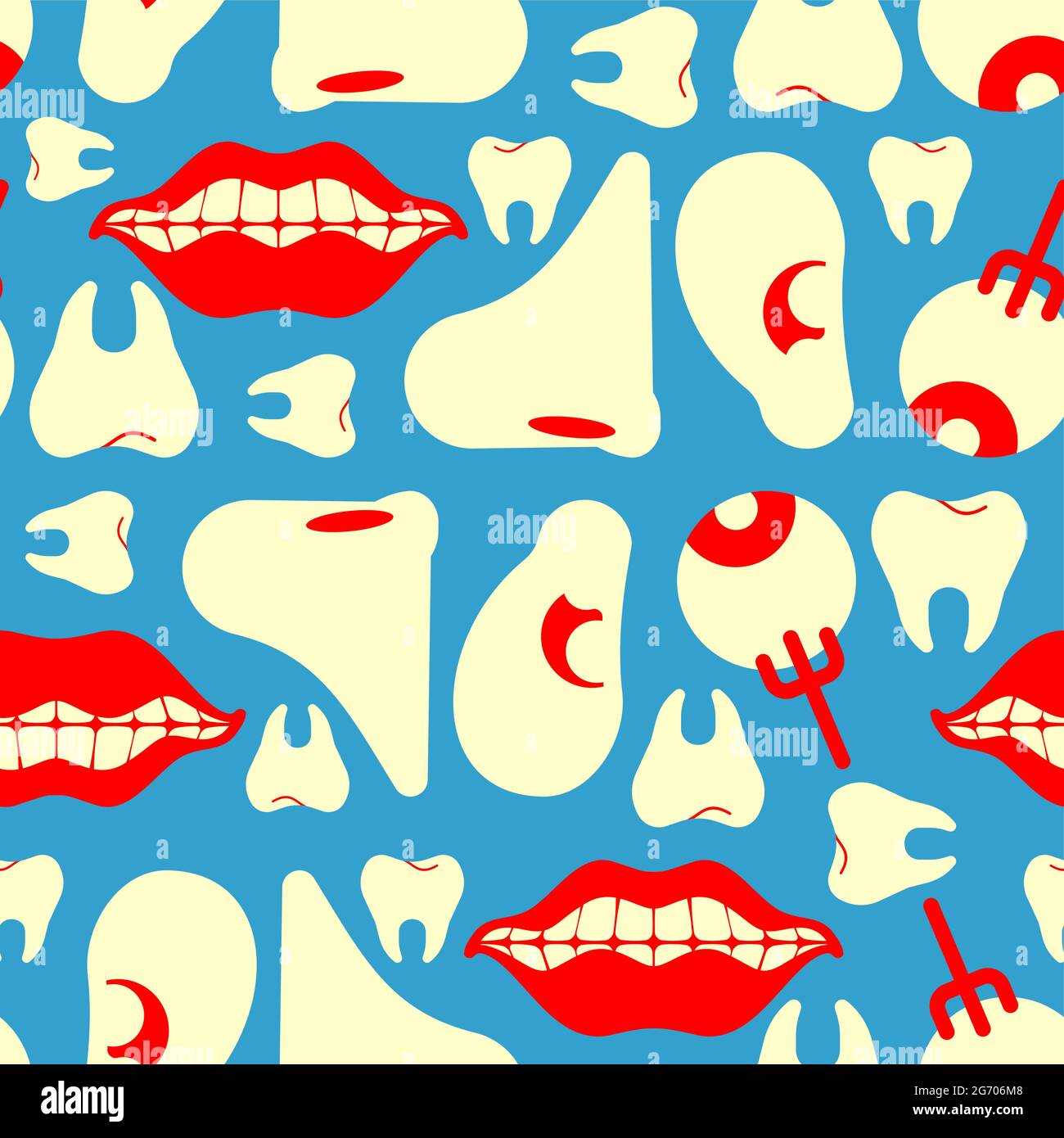 Human face organs pattern seamless. Nose, ear, eye, mouth. Anatomy ...