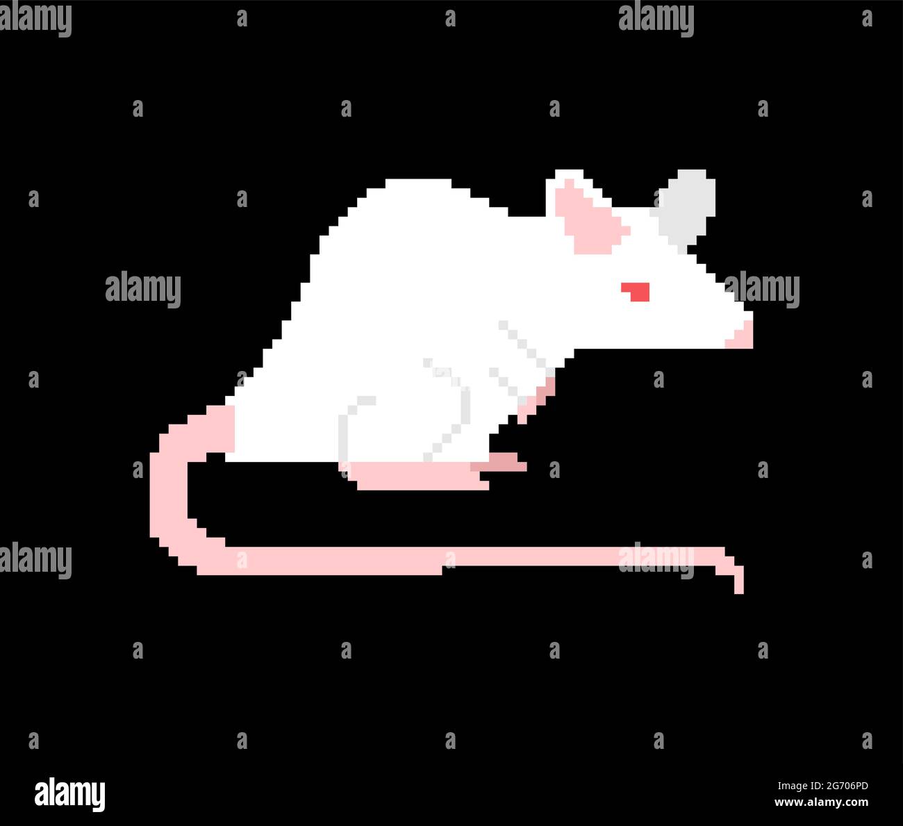 White laboratory mouse pixel art. 8 bit Laboratory research Stock ...