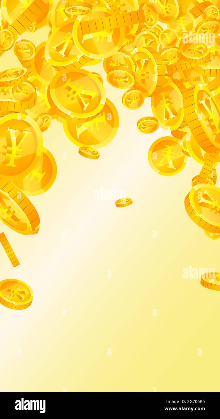 Chinese yuan coins falling. Nice scattered CNY coins. China money ...