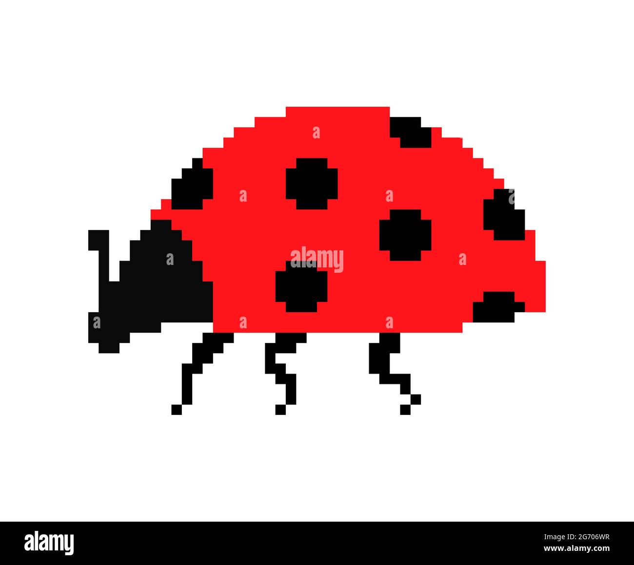 Ladybug pixel art. 8 bit Red small bug. beetle vector illustration ...
