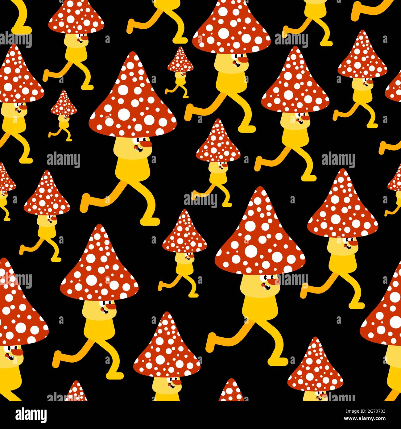 Running mushroom pattern seamless. Fly agaric run background Stock ...