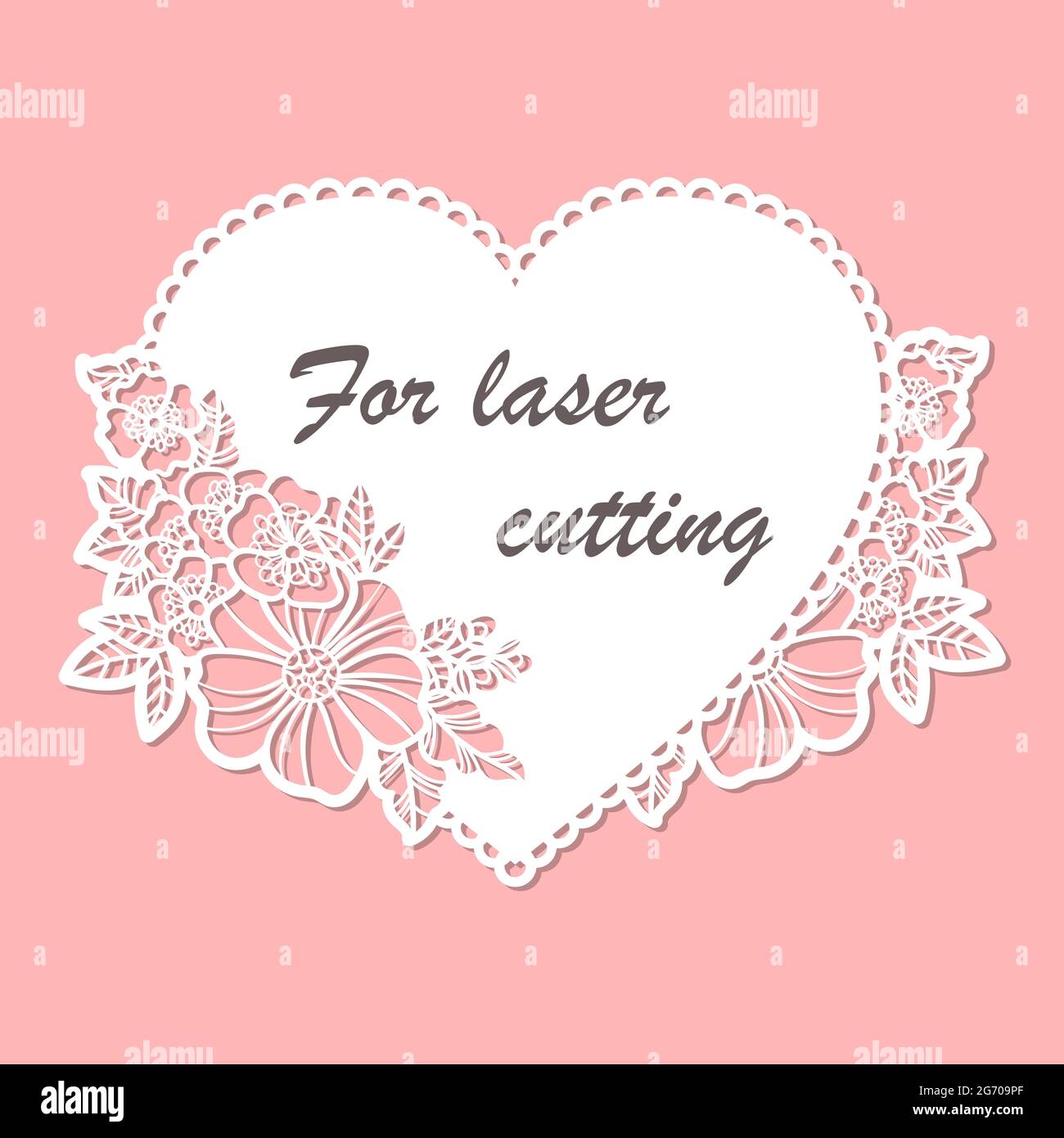 Laser cutting template. Lace heart with flowers. Vector Stock Vector ...