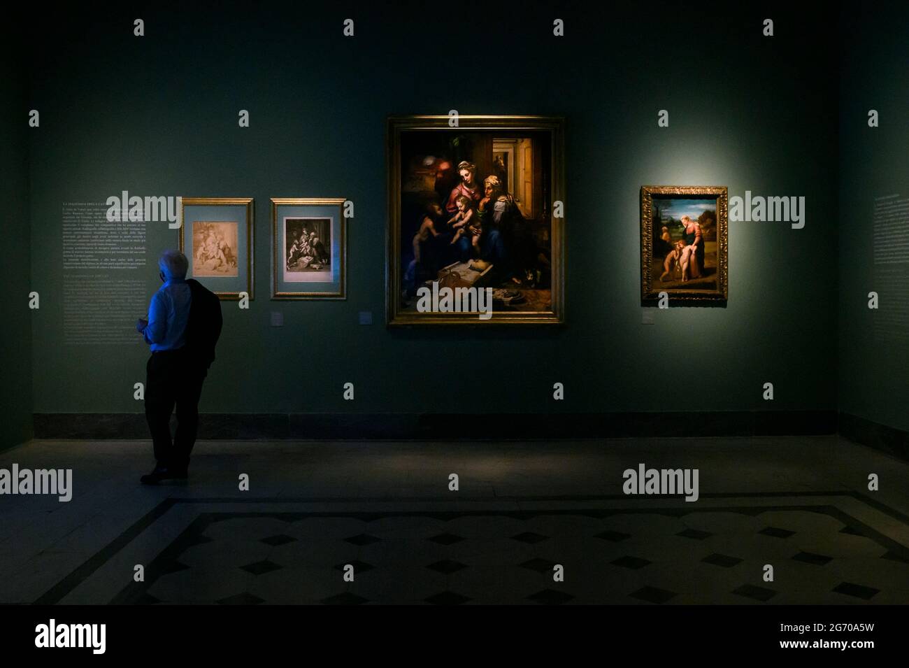 Naples, Italy. 06th July, 2021. A man seen looking at paintings and ...