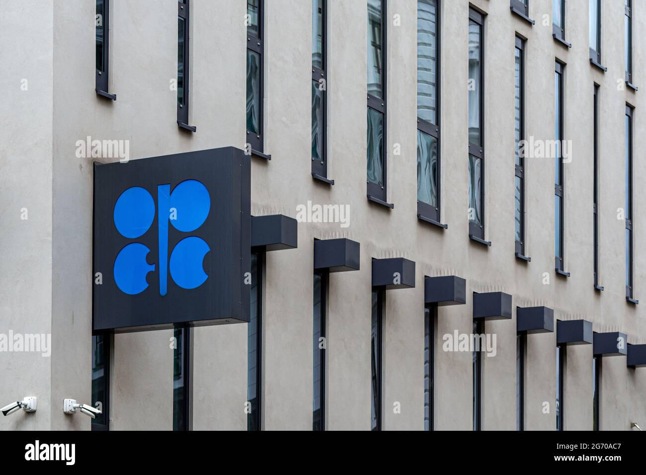 Sign of the Organization of the Petroleum Exporting Countries (OPEC) at ...