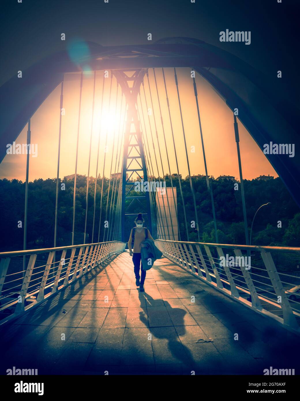 Ankara, Turkey - April 28 2021: Silhouette of girl with mask on her ...