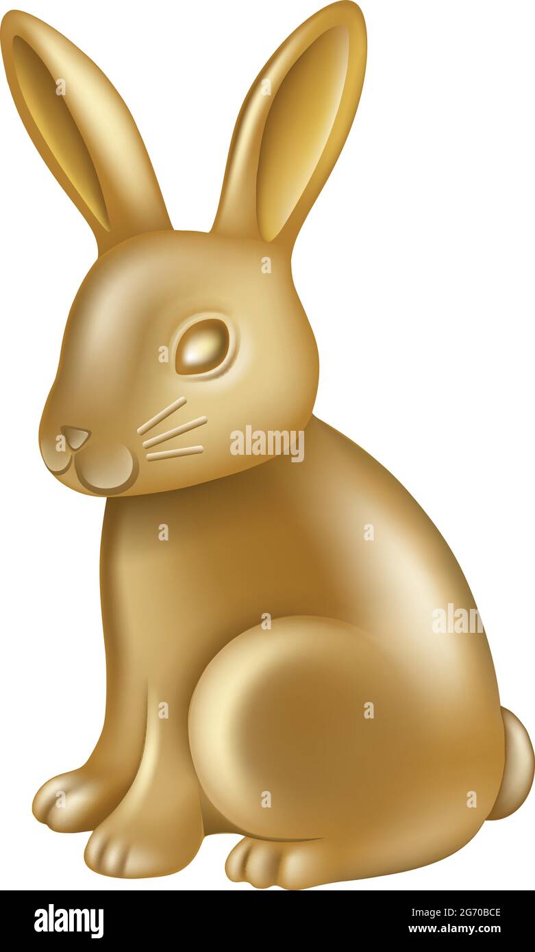 isolated golden rabbit. chinese mid autumn element. easter gold bunny ...