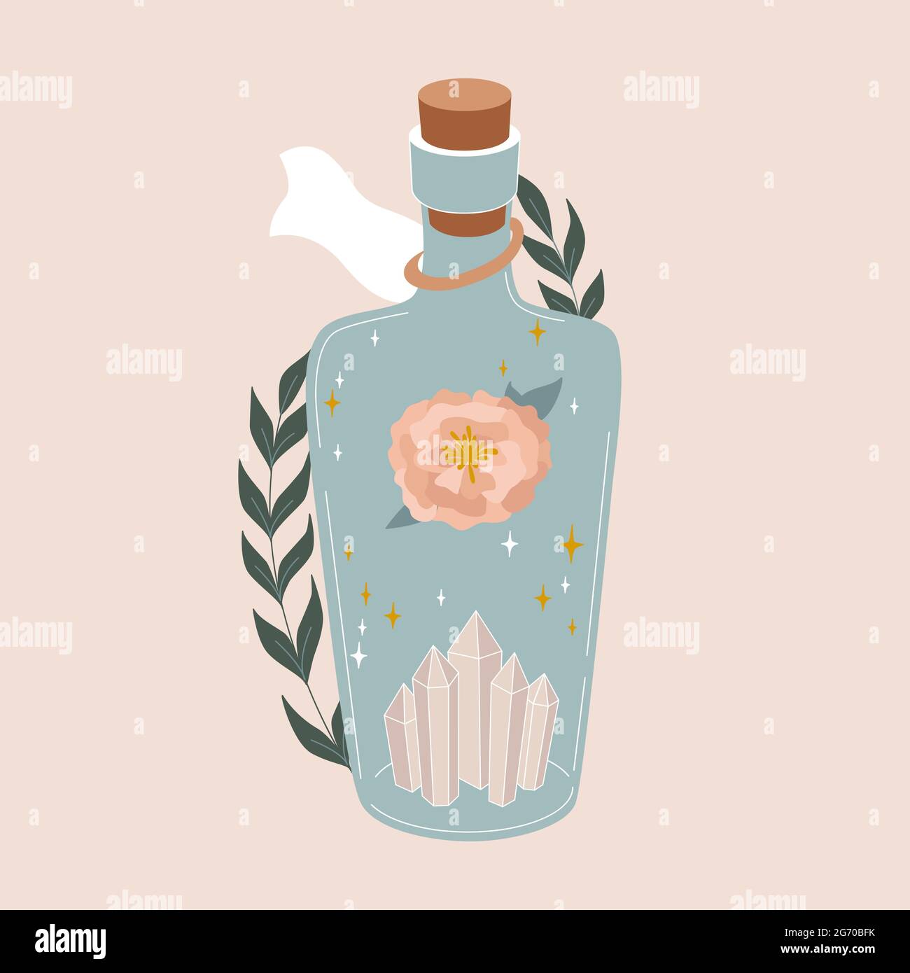 Magic bottle. Vintage potion. Witchcraft art. Flat vector illustration ...