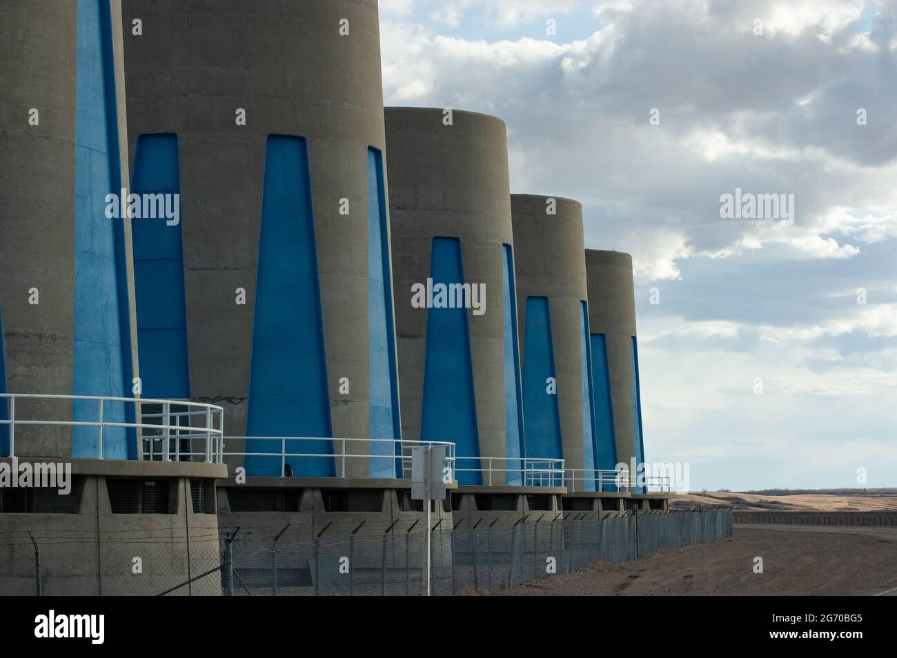Hydroelectric towers at Gardiner Dam in Saskatchewan, Canada Stock ...