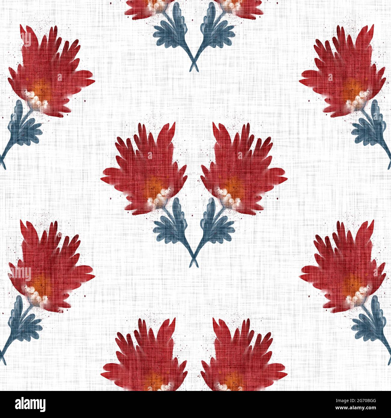 Watercolor red florals pattern texture. Hand painted whimsical seamless ...