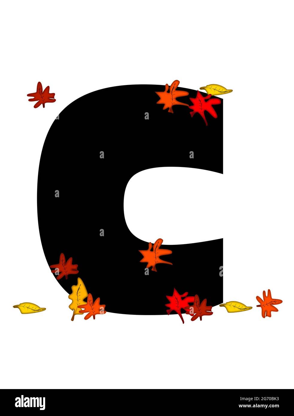 The letter C, in the alphabet set "Autumn Falling" is black. It is ...