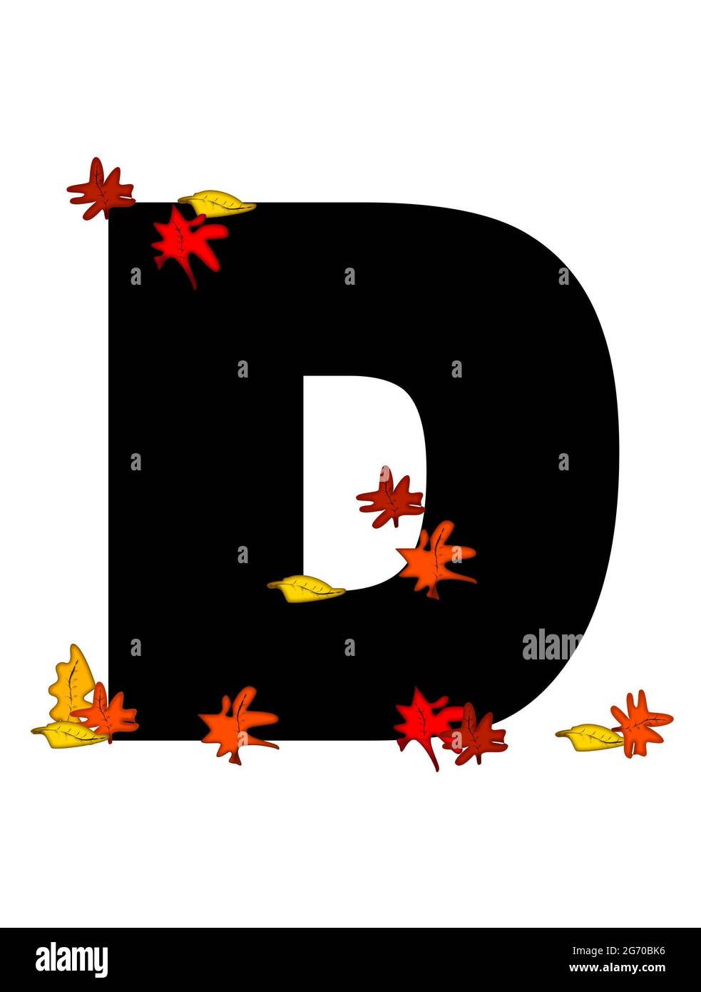 The letter D, in the alphabet set "Autumn Falling" is black. It is ...