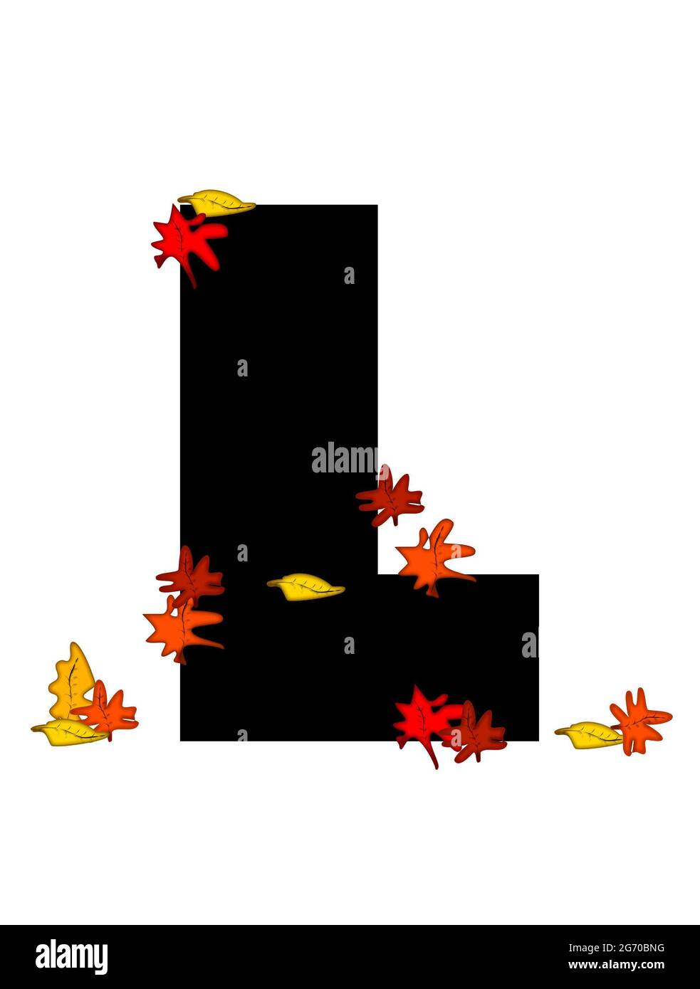 The letter L, in the alphabet set "Autumn Falling" is black. It is ...