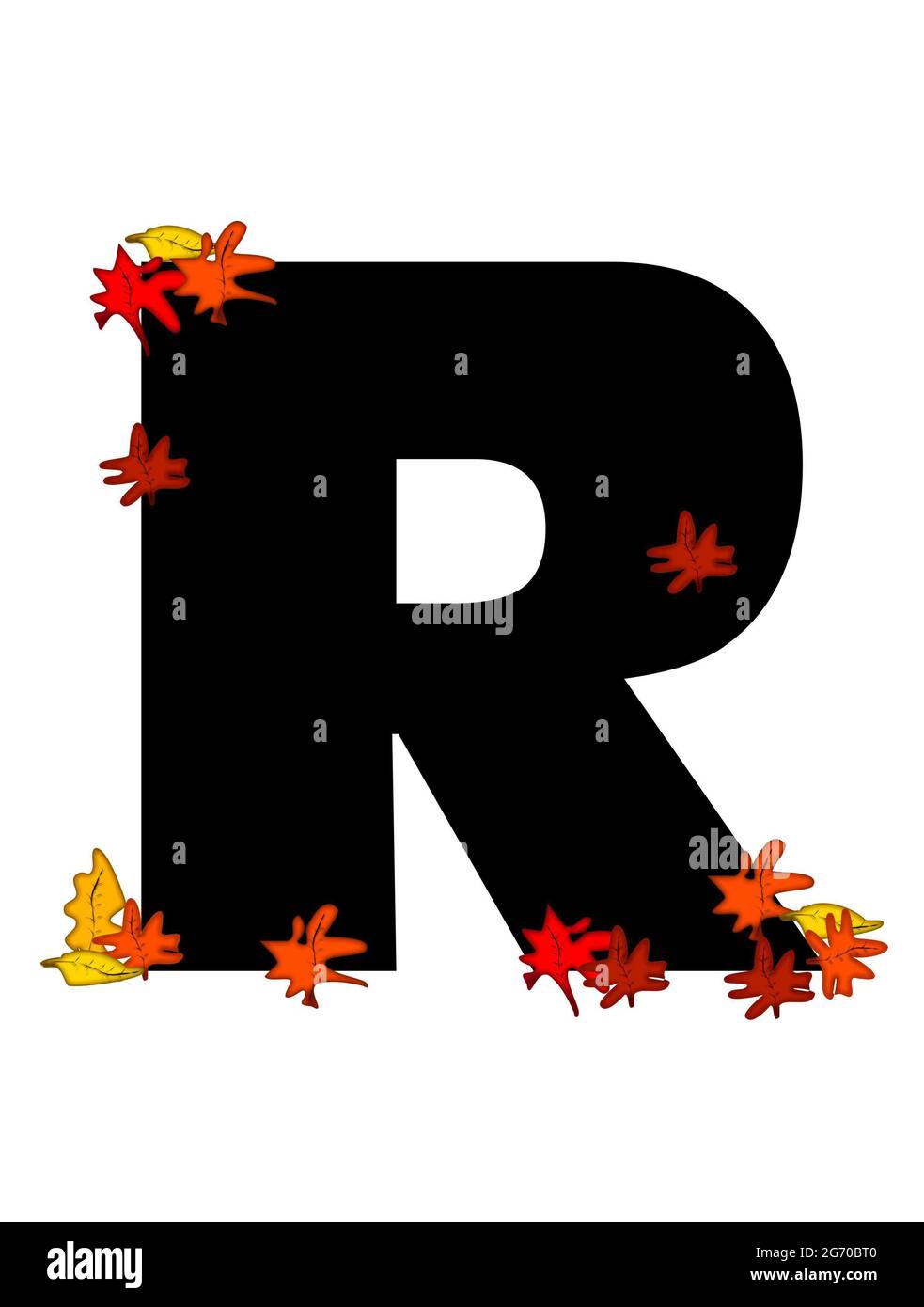 The letter R, in the alphabet set "Autumn Falling" is black. It is ...