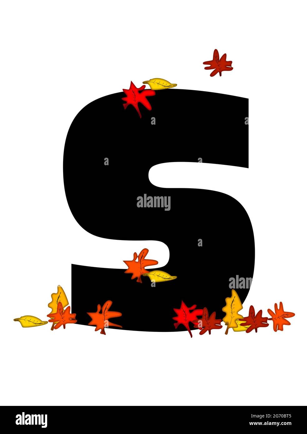 The letter S, in the alphabet set "Autumn Falling" is black. It is ...