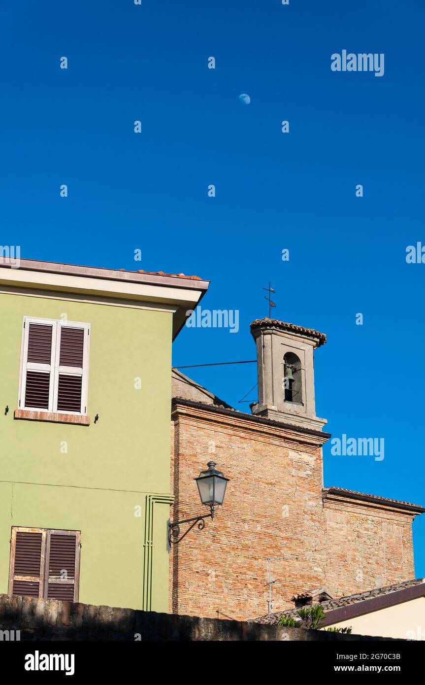 Shot of the buildings next to each other toned with different colors in ...