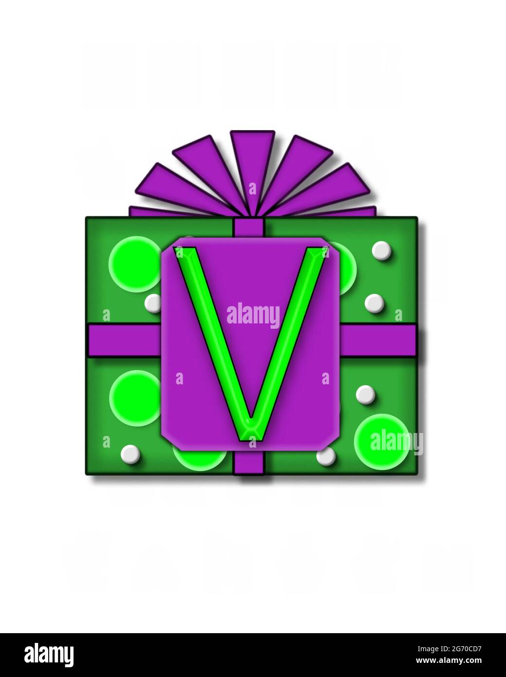 The letter V, in the alphabet set "Gift Packaged," is displayed on a ...