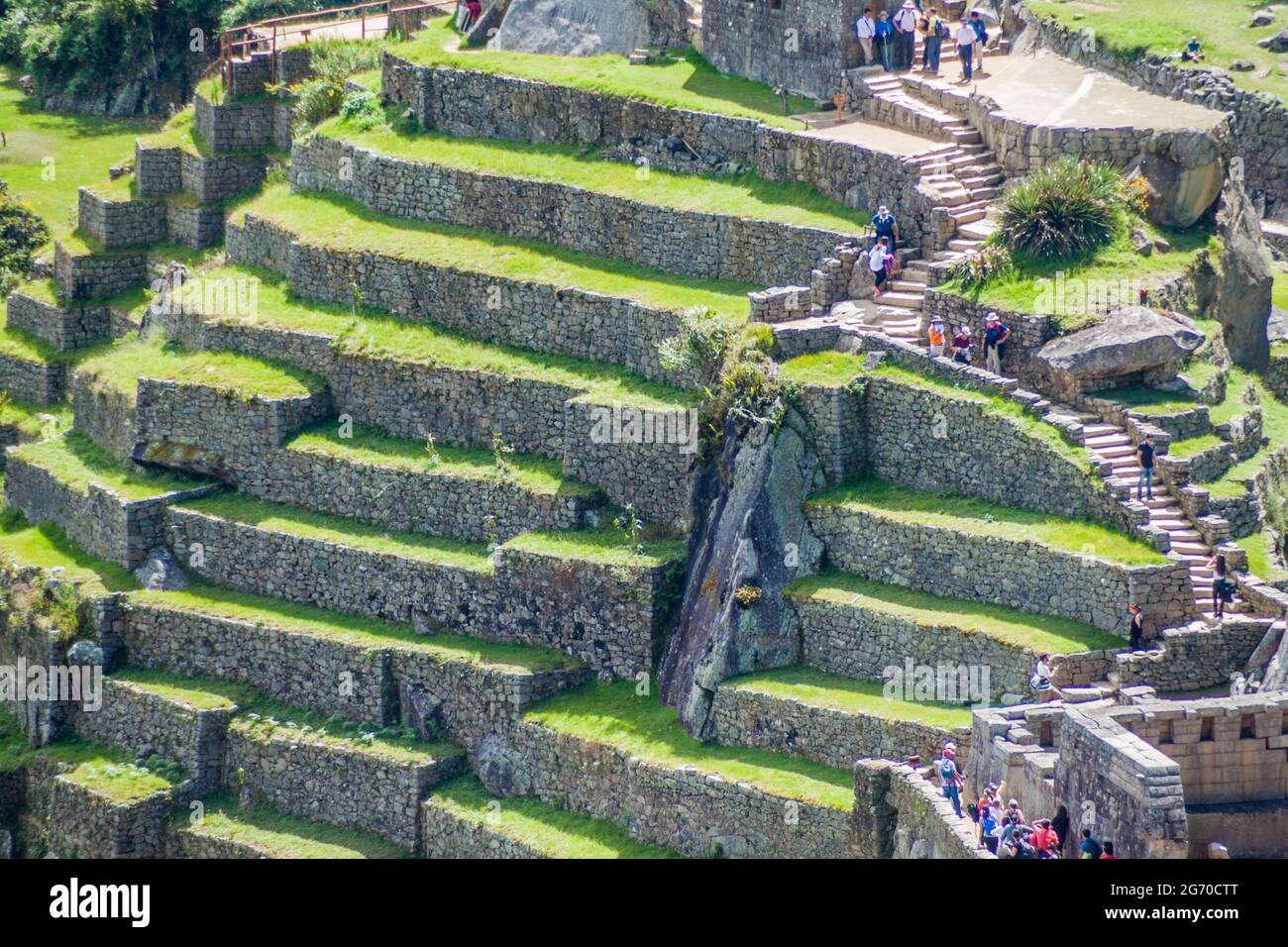 MACHU PICCHU, PERU - MAY 18, 2015: Crowds of visitors at Machu Picchu ...