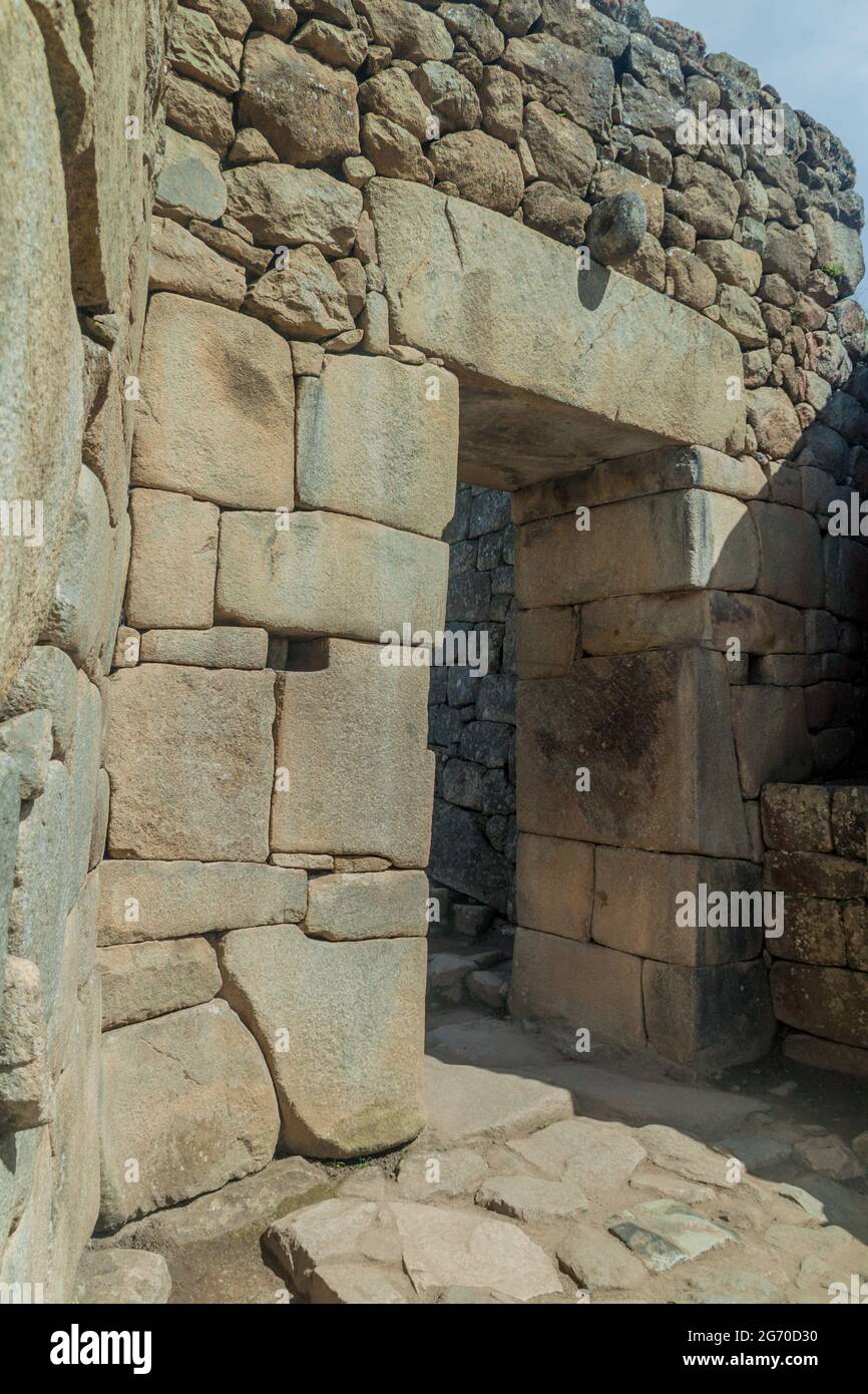 Access gate to Machu Picchu ruins, Peru Stock Photo - Alamy
