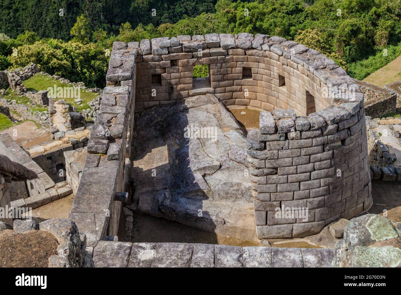 Temple of the Sun at Machu Picchu ruins, Peru Stock Photo - Alamy