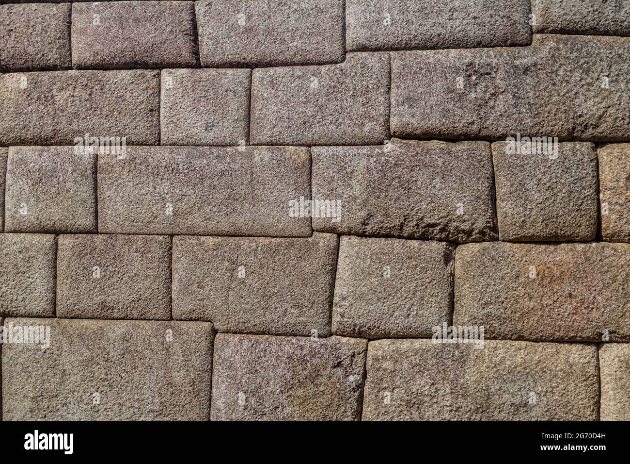 Detail of perfect Inca stonework of Temple of the Sun at Machu Picchu ...