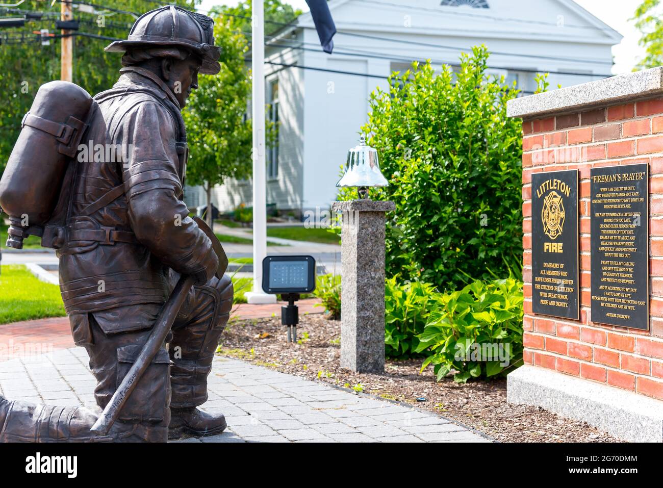 Firefighters Memorial with Fireman's Prayer in front of Littleton, MA ...