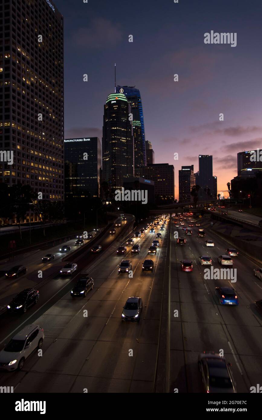 Los Angeles, CA USA - February 7 2020: Traffic on the Harbor Freeway ...