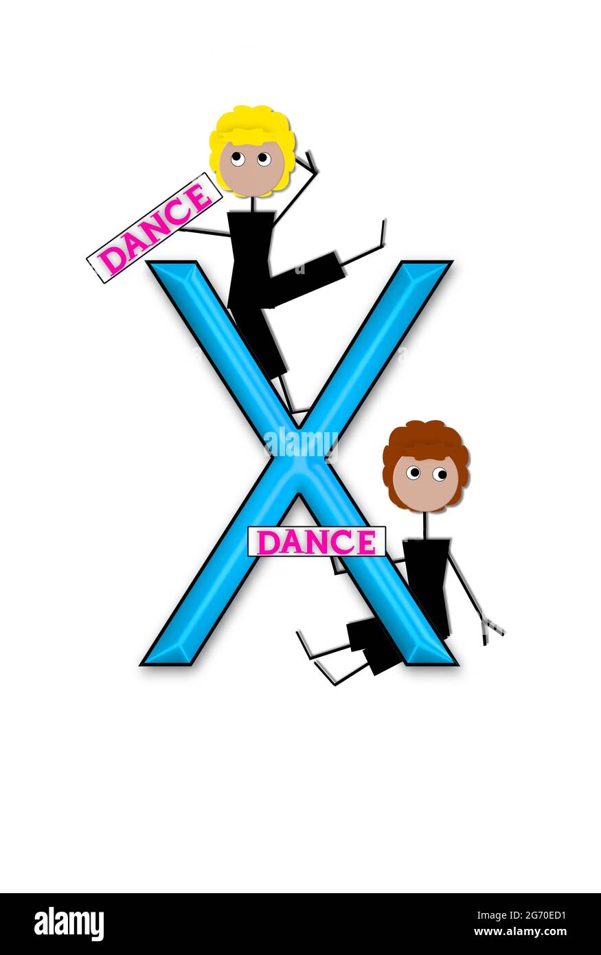 The letter X, in the alphabet set "Dance Kids" is outlined in black ...
