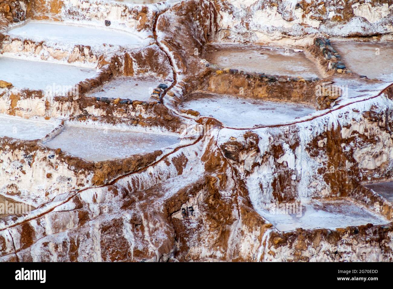 Salt extraction pans (Salinas) in Sacred Valley of Incas, Peru Stock ...