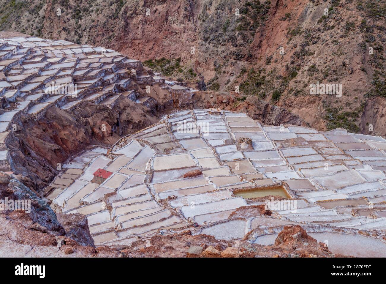 Salinas (Salt extraction pans) in Sacred Valley of Incas, Peru Stock ...