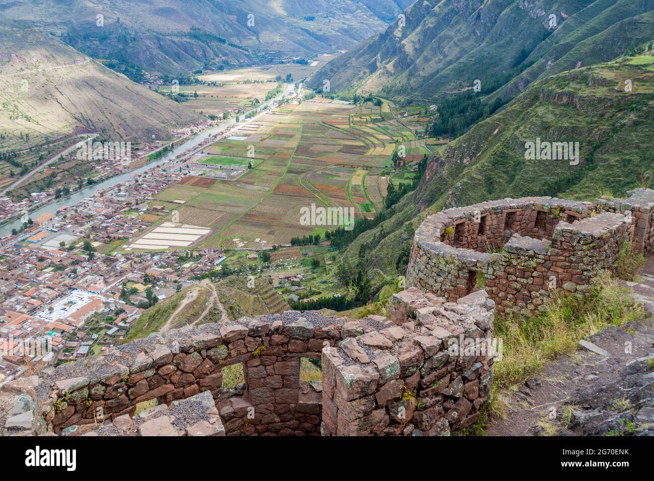 Ancient Inca's ruins in Pisac village, Sacred Valley of Incas, Peru ...