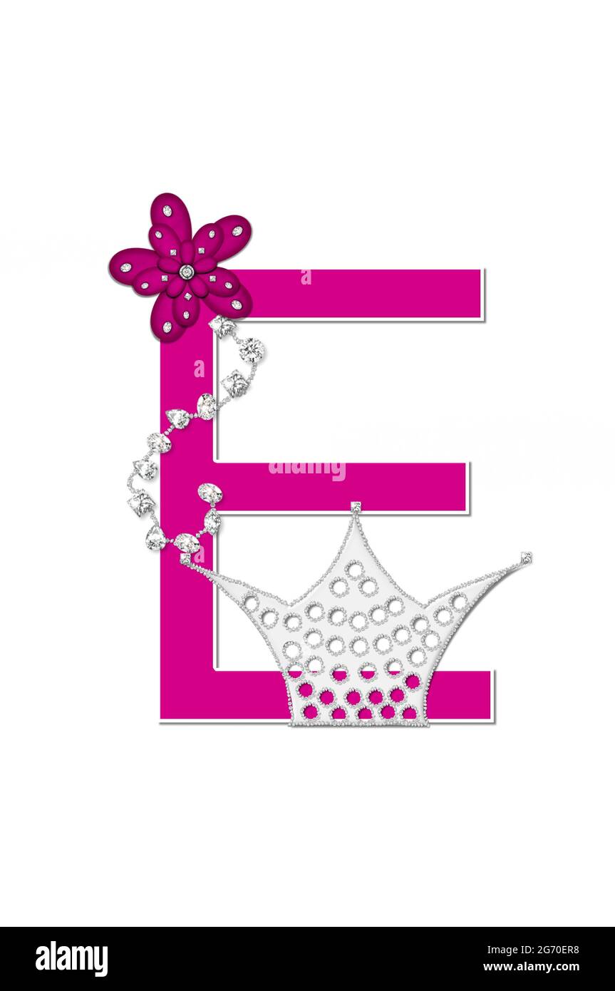 The letter E, in the alphabet set "Pageant Queen" is bright pink and ...