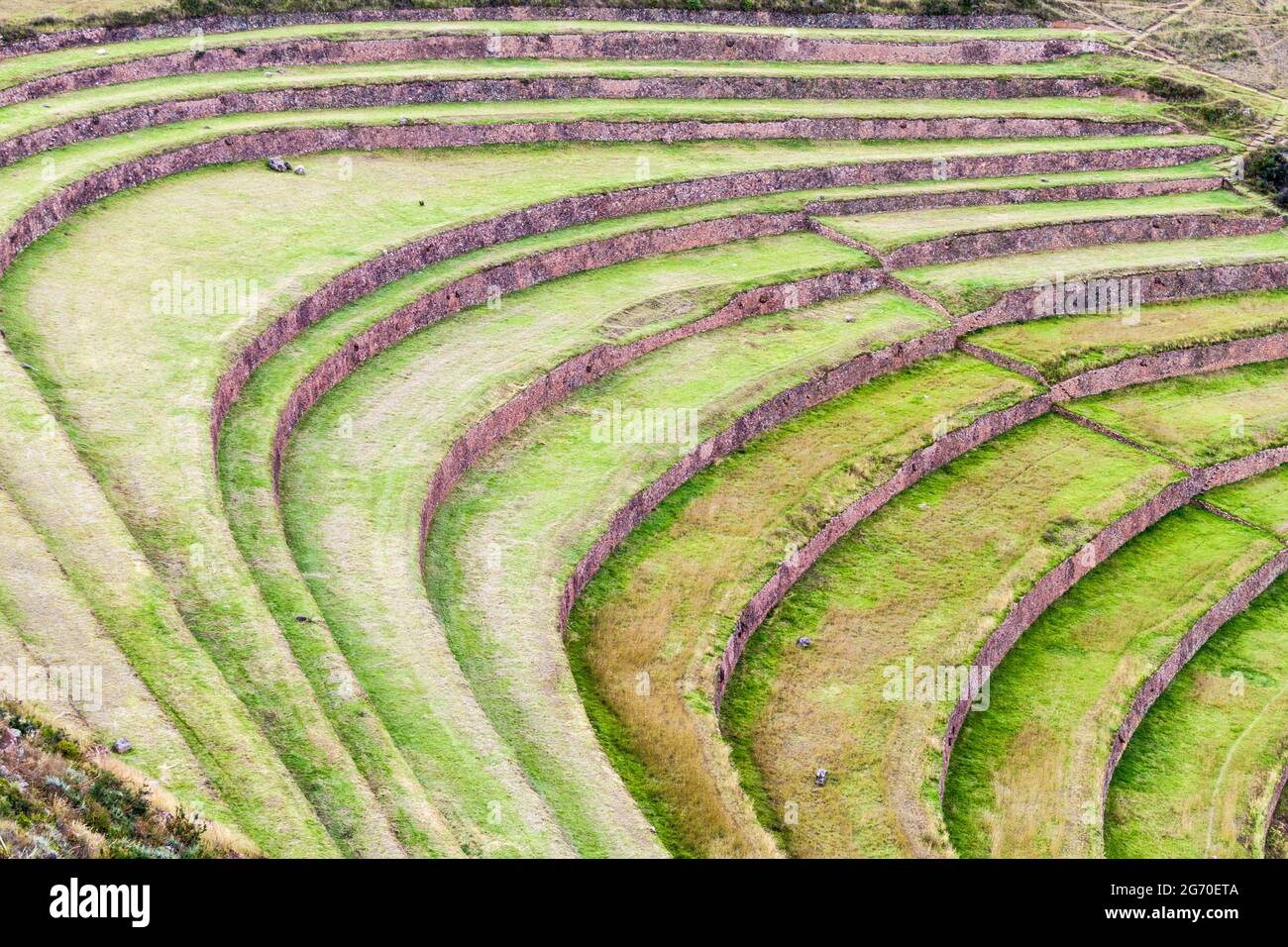Inca agricultural terraces in Pisac, Sacred Valley, Peru Stock Photo ...