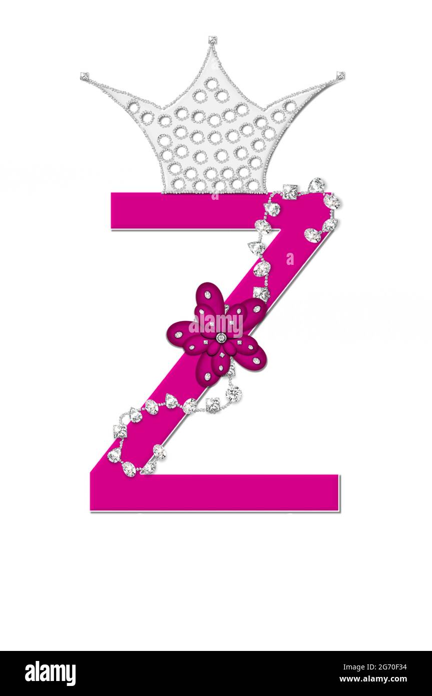 The letter Z, in the alphabet set "Pageant Queen" is bright pink and ...