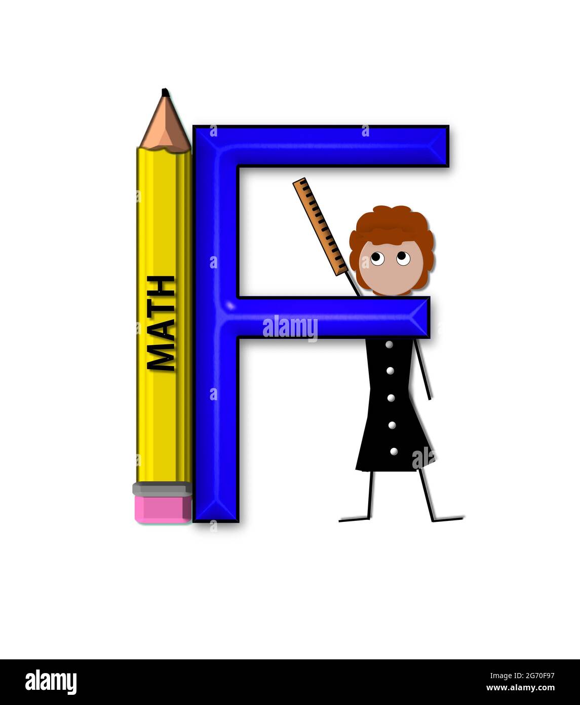 The letter F, in the alphabet set "Teacher and Class" is decorated with ...