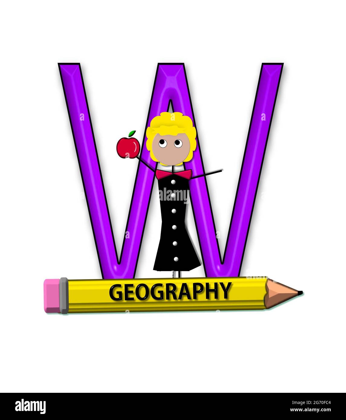 The letter W, in the alphabet set "Teacher and Class" is decorated with ...