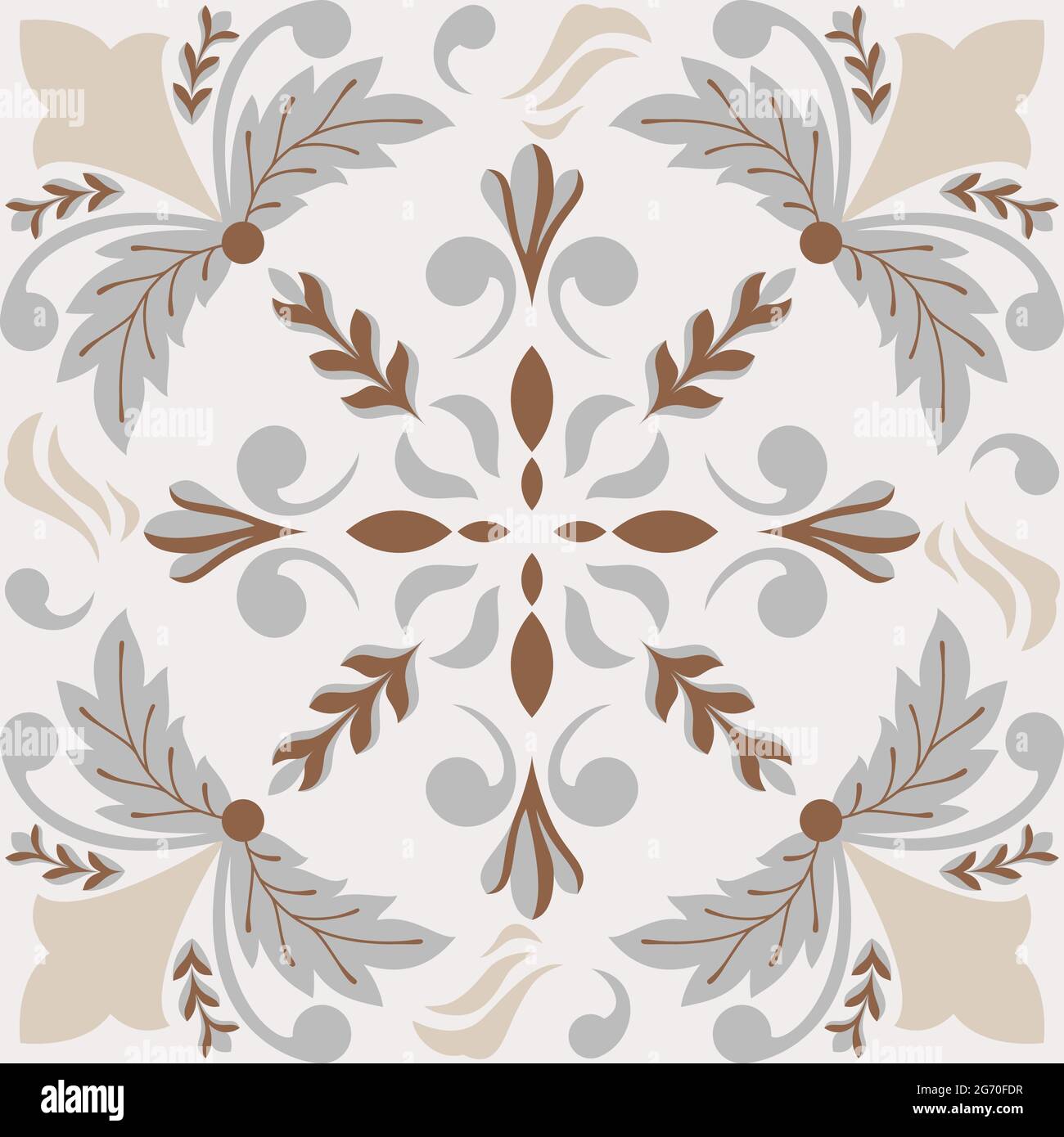 Neutral Beige Spanish Tile - Vector Ornamental Illustration Stock ...