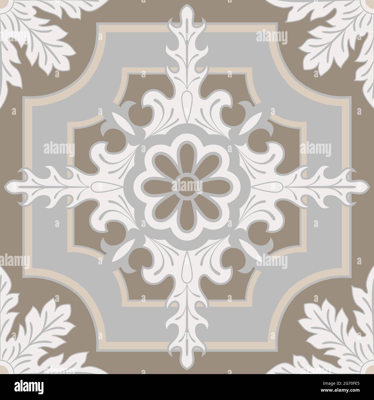 Beige Spanish Tile - Vector Ornamental Illustration Stock Vector Image ...