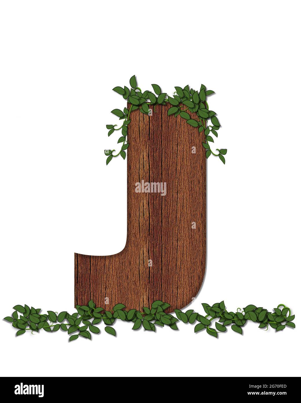 The letter J, in the alphabet set "Deep Woods" is filled with wod ...